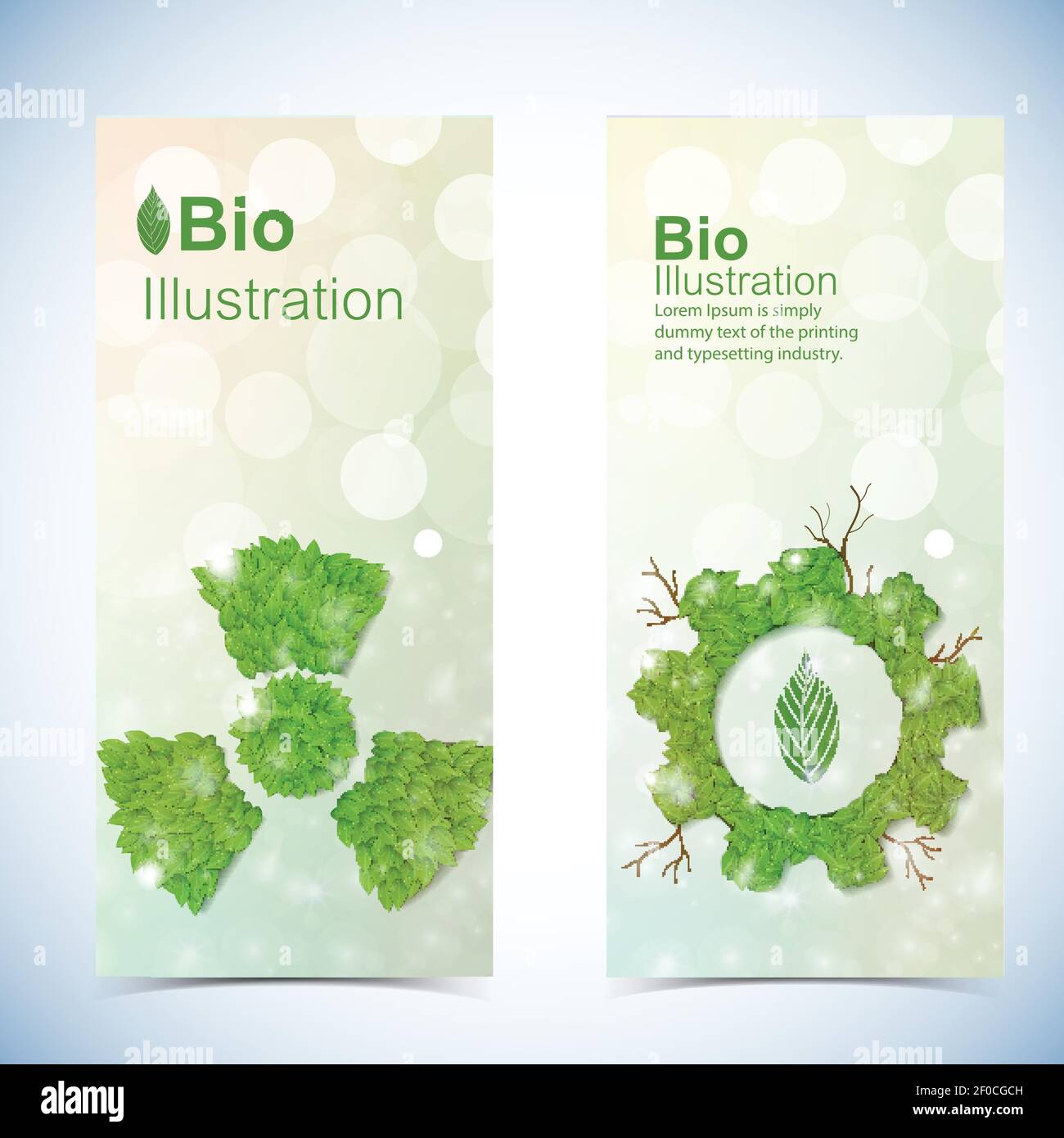 Nature abstract eco banners set with bio power symbols isolated vector ...