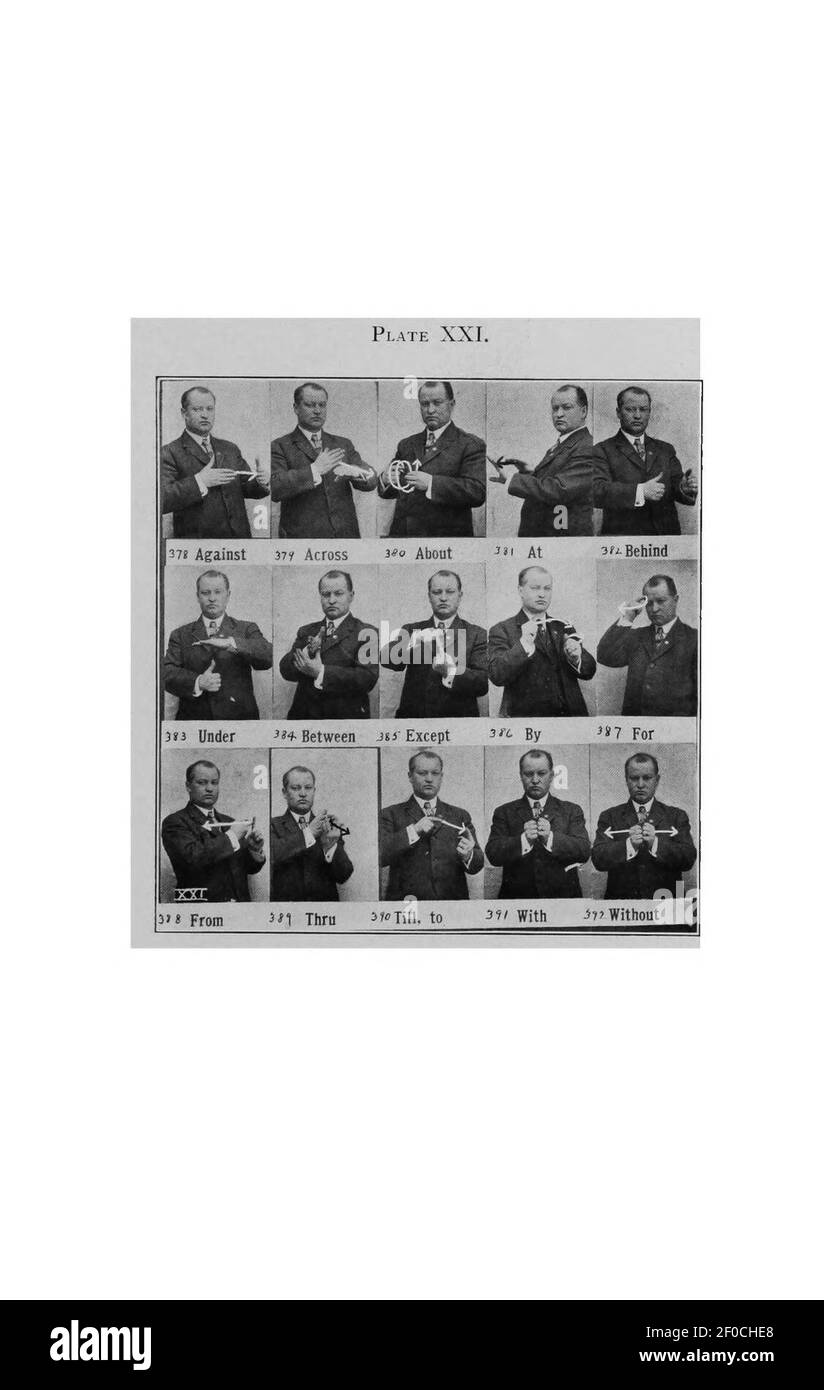 Plate XXI page (The Sign Language 2nd ed. 1918 Stock Photo - Alamy