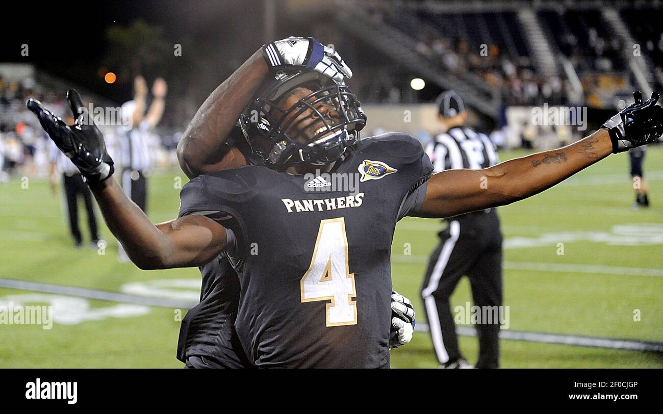 T.Y. Hilton of Florida International celebrates his 97-yard punt return ...