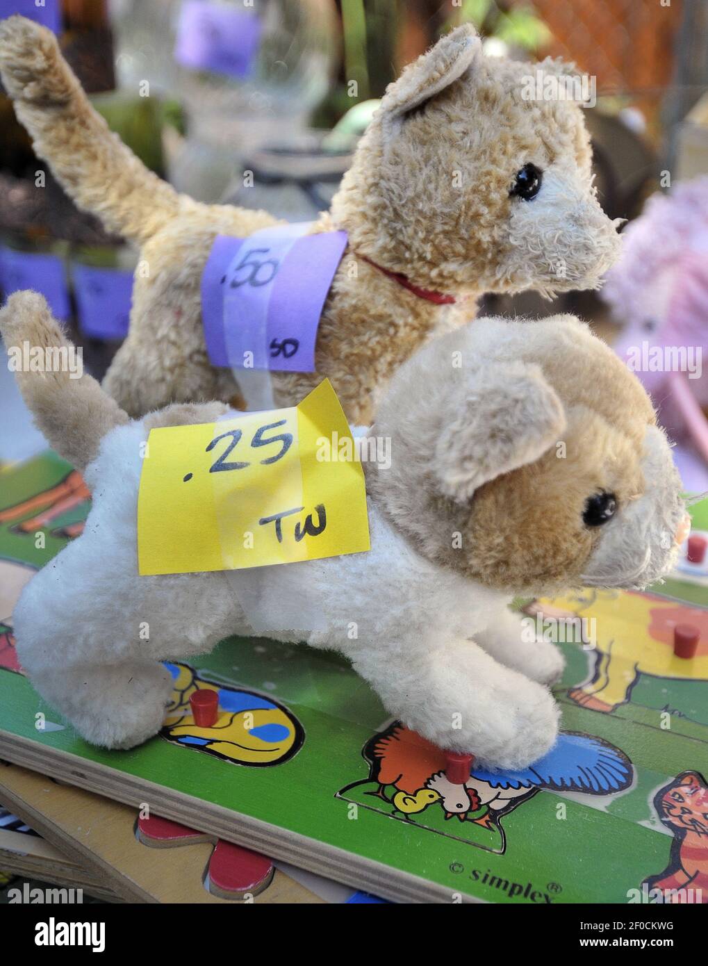 It's best to group similar items together when setting up a garage sale ...