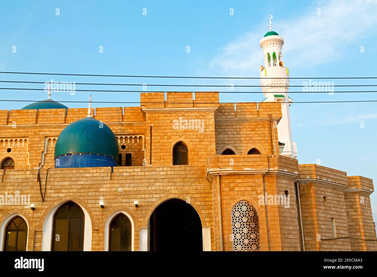 In oman muscat the old mosque minaret and religion in clear sky Stock ...