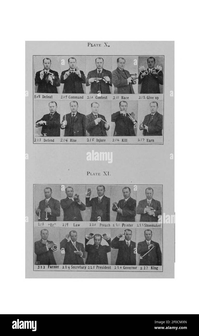 Plates X & XI page (The Sign Language 2nd ed. 1918 Stock Photo - Alamy