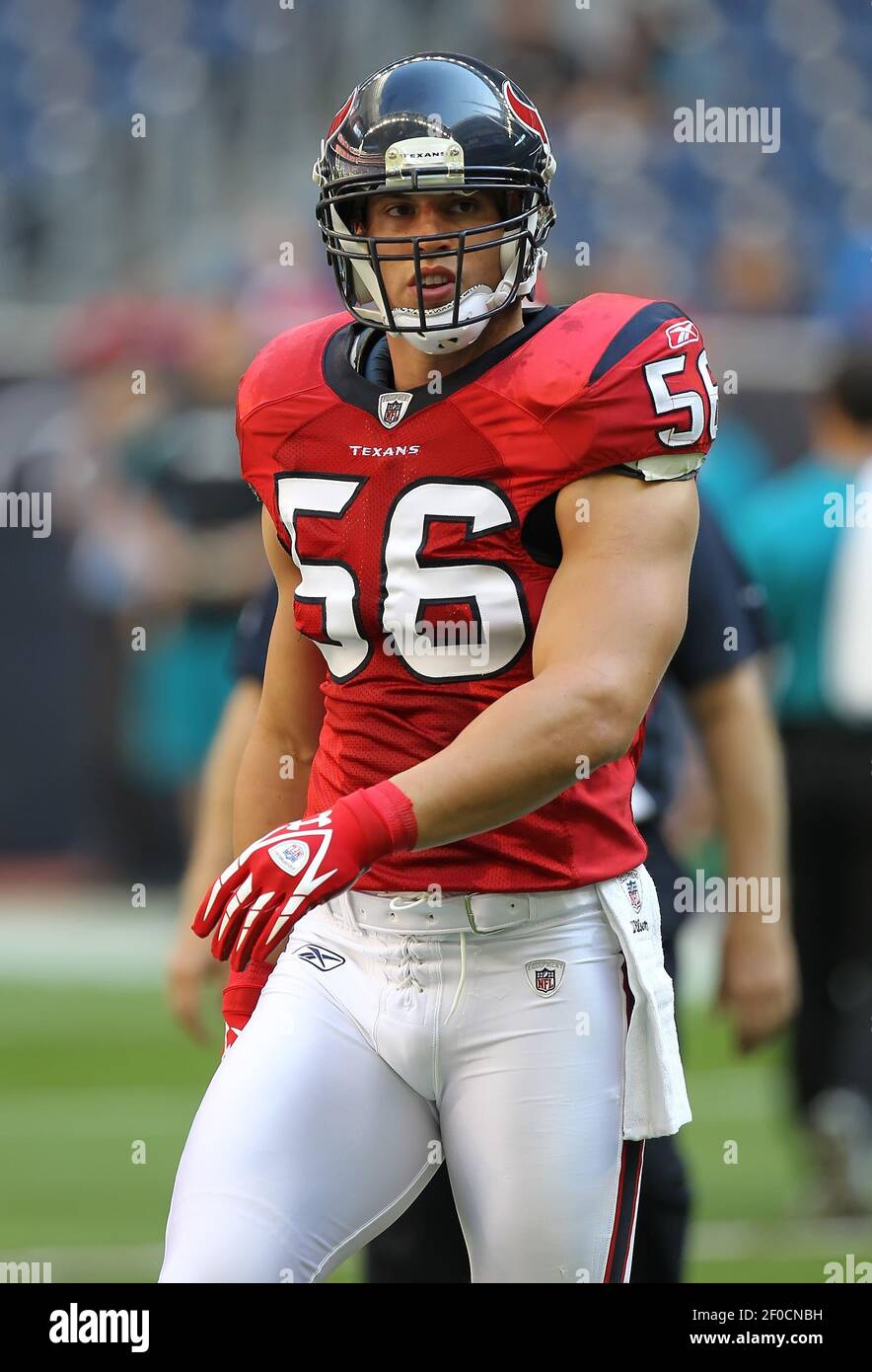 Brian Cushing (56) of the Houston Texans warms up before the Texans' 24 ...
