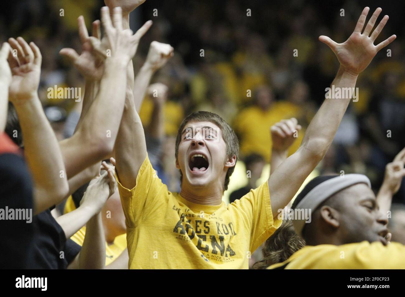 Fans in the student section cheer on Wichita State against UNLV at Koch ...