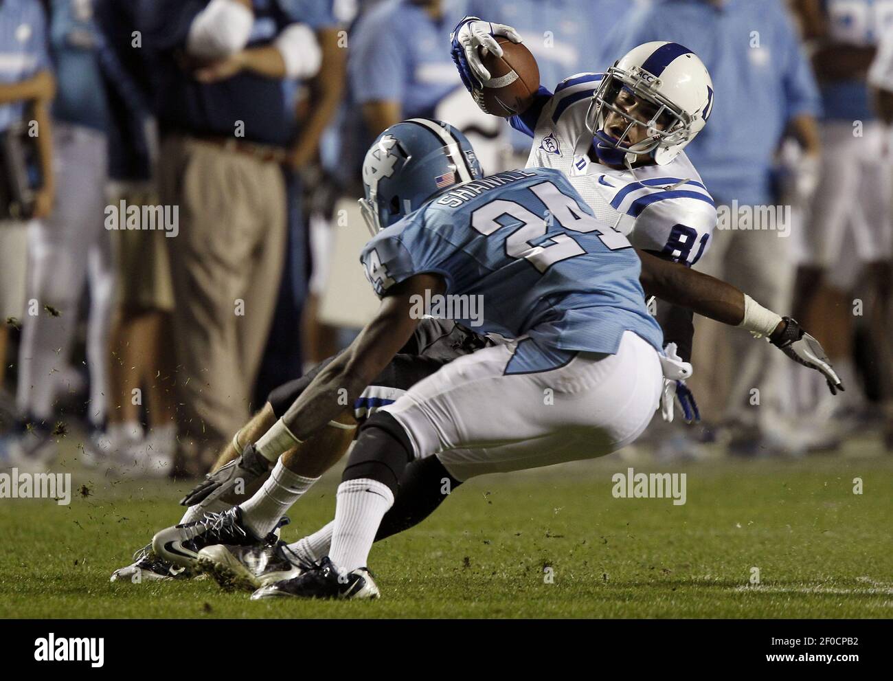 Cooper Helfet (81) of Duke tries to elude Terry Shankle (24) of North ...