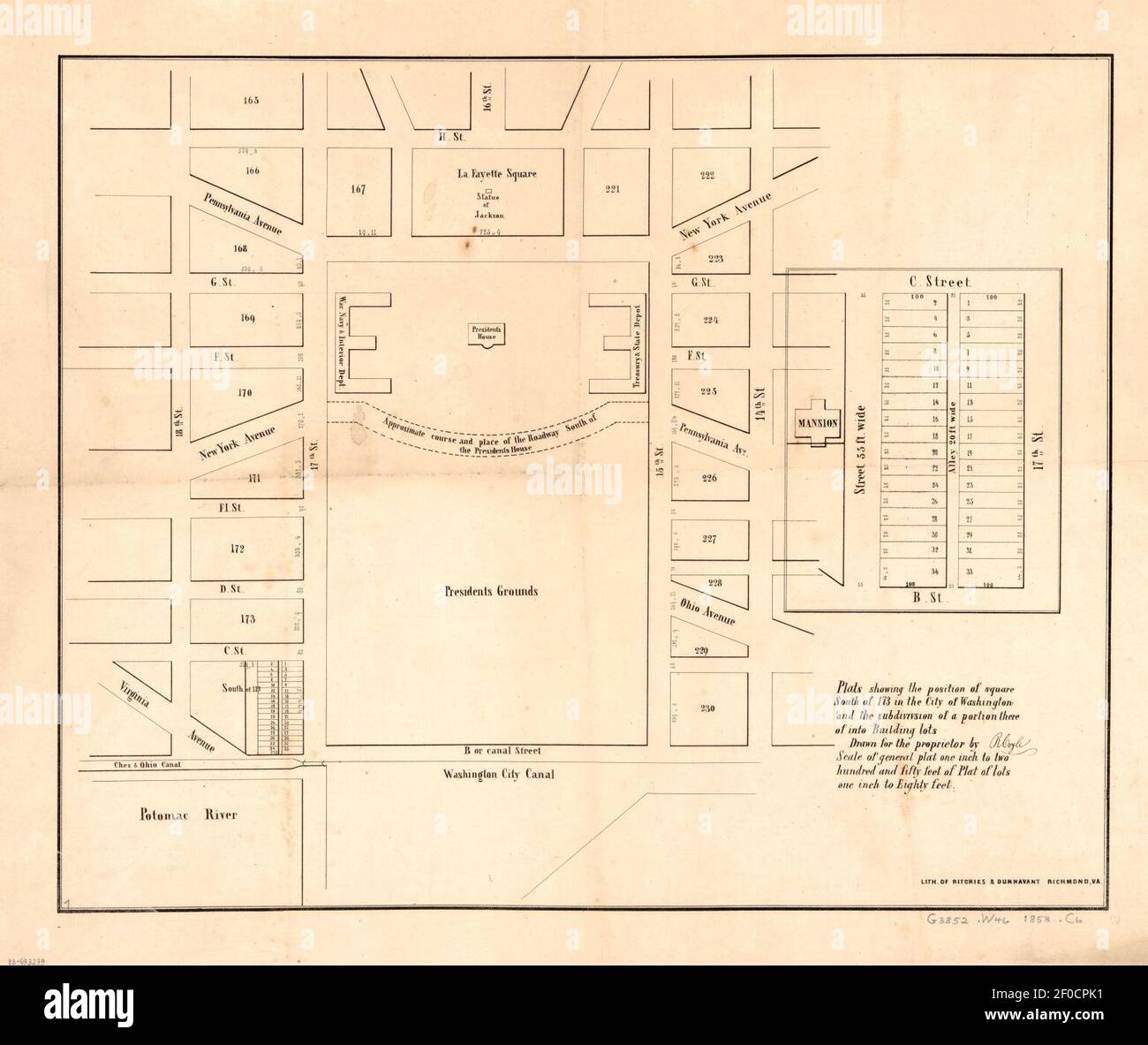 Plats showing the position of square south of 173 in the city of ...