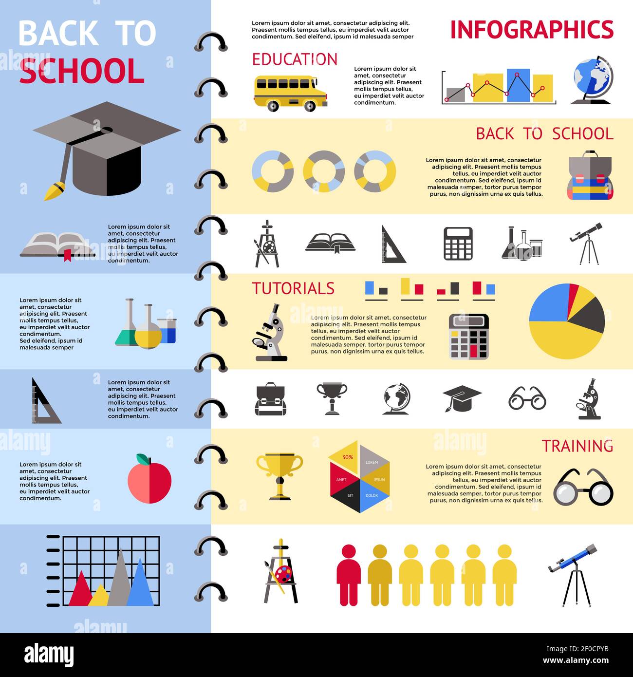 School colored infographic with graphs headlines back to school ...