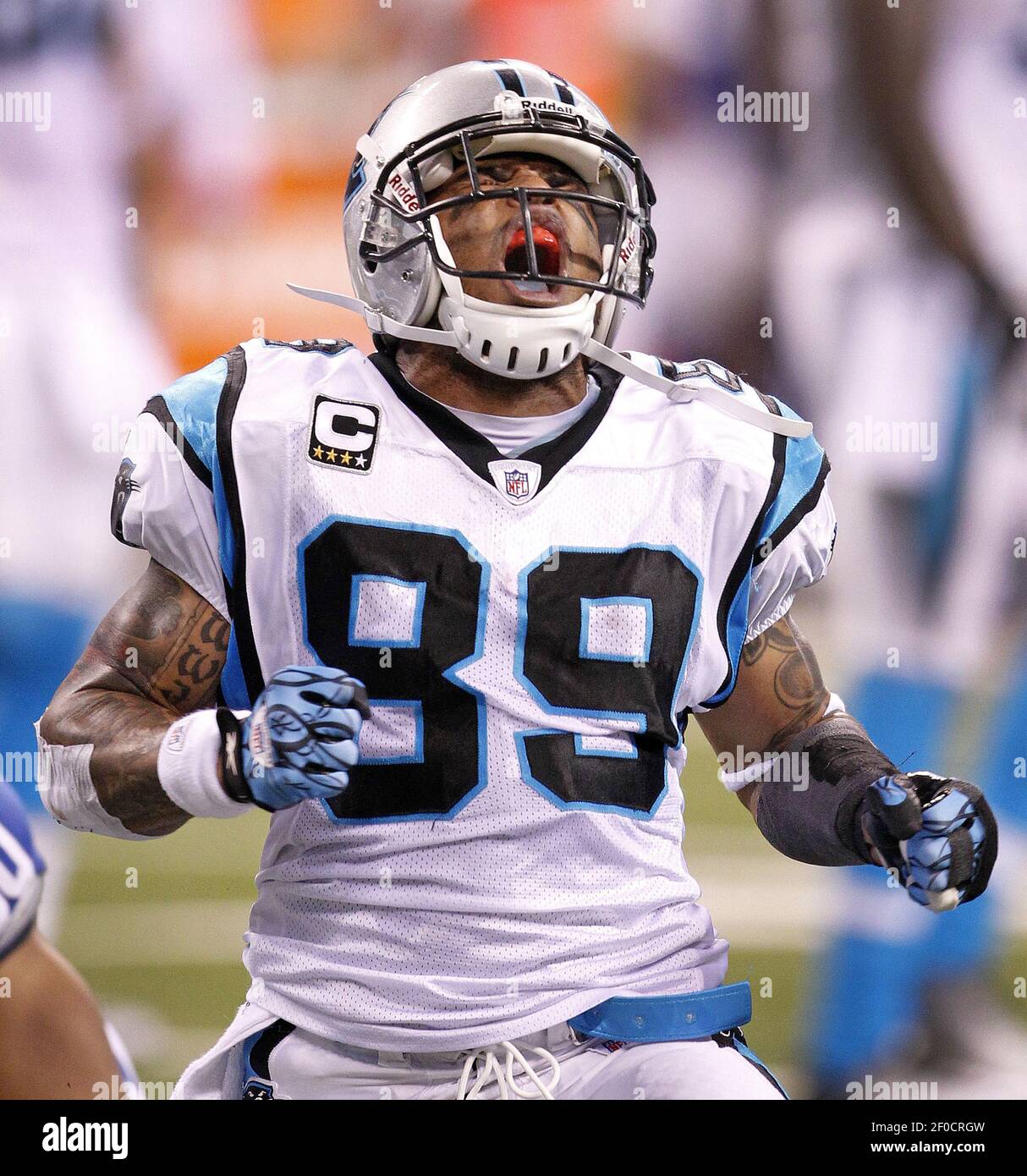 Carolina Panthers wide receiver Steve Smith (89) reacts after a big ...