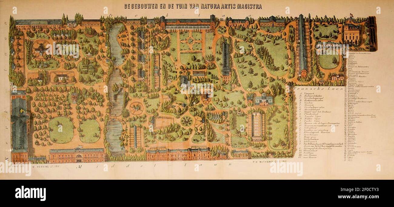 Plattegrond van Artis (1872) van P.H. Witkamp 01 Stock Photo - Alamy