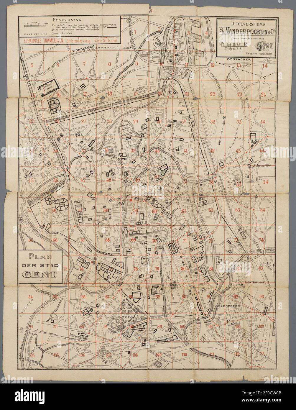 Plattegrond van de stad Gent Stock Photo - Alamy