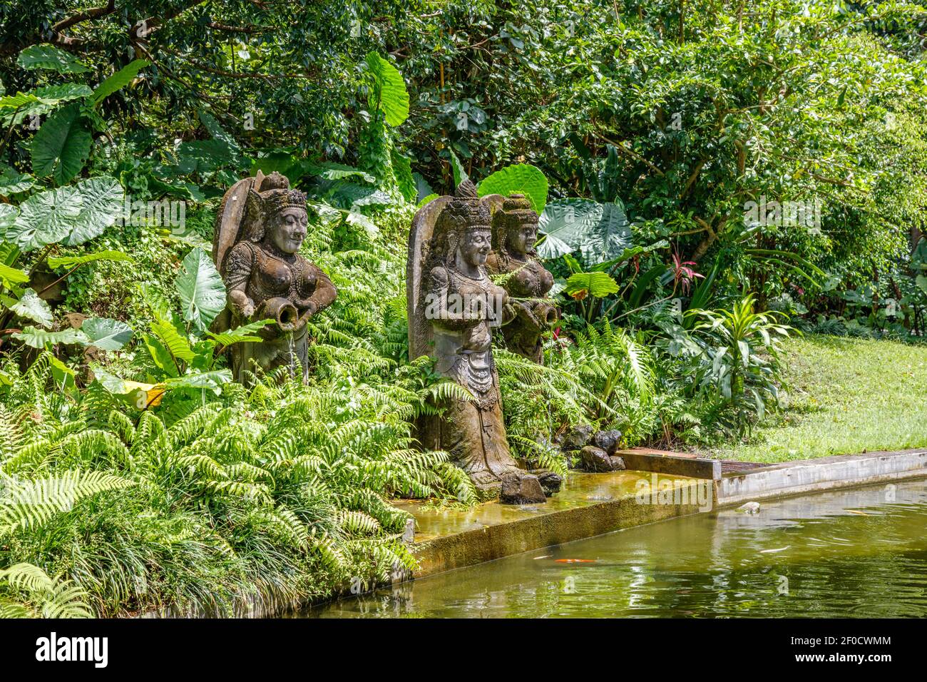 Stone statue fountains at Mandala Suci Wenara Wana or Monkey Forest ...