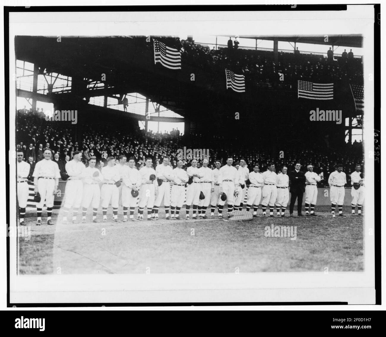 Players assembled for the opening ball game, Griffith Stadium ...