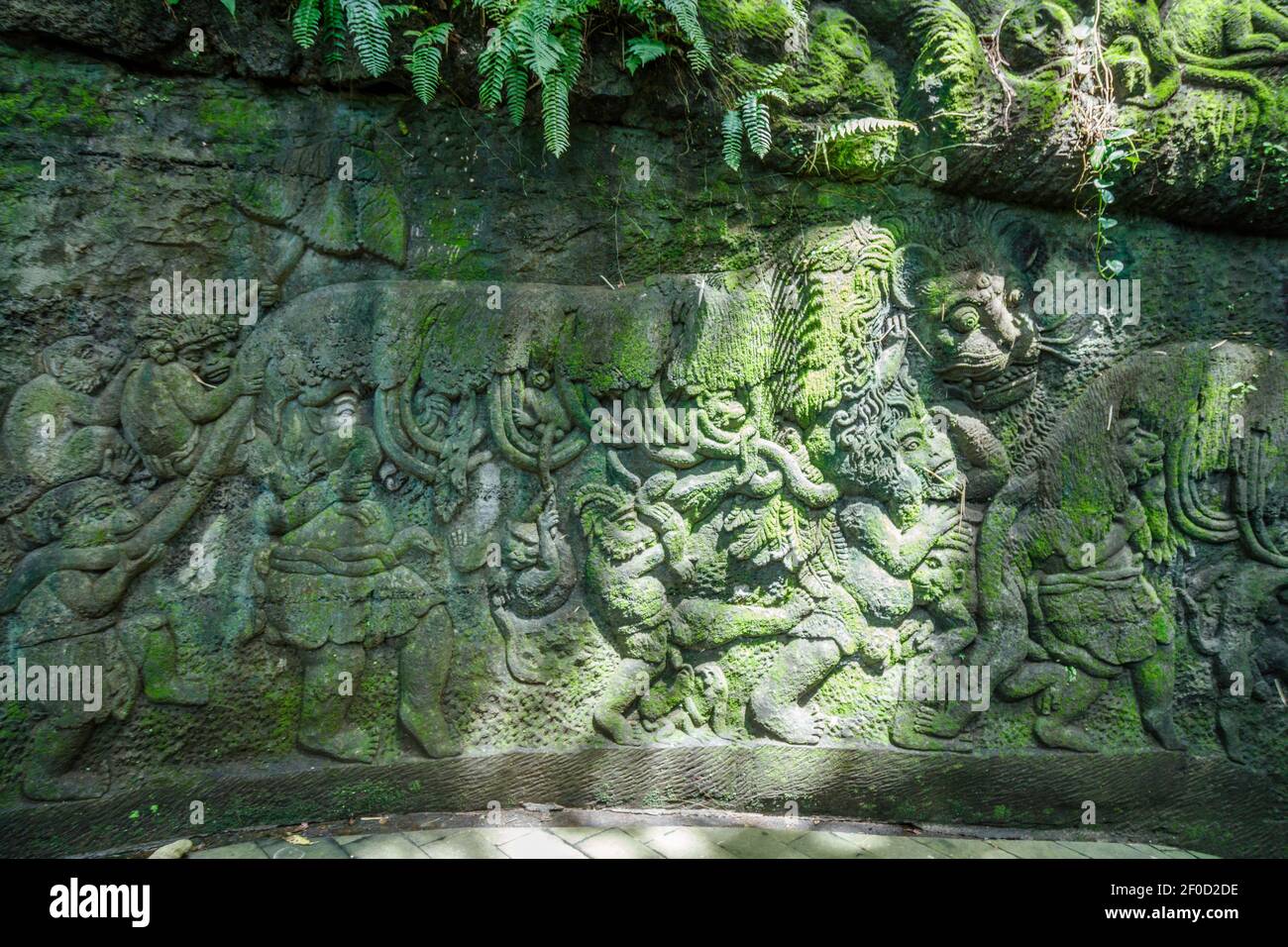Stone carving at Mandala Suci Wenara Wana or Monkey Forest Ubud, Bali ...