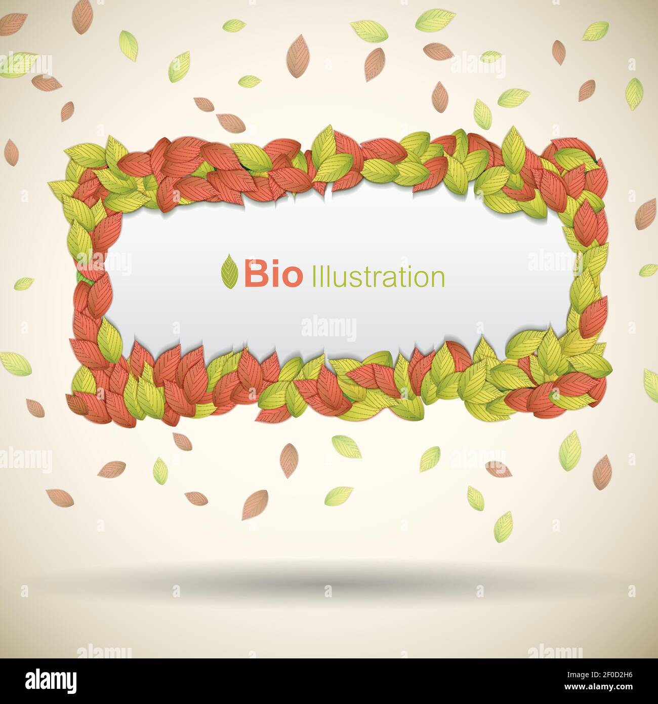 Nature abstract eco background with colorful leaves frame flat vector ...