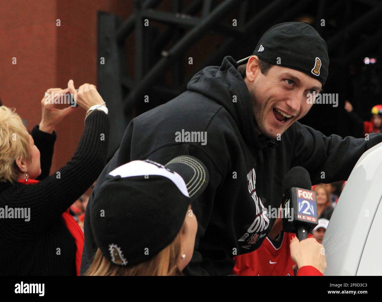 St. Louis Cardinal World Series MVP David Freese stops for an interview ...
