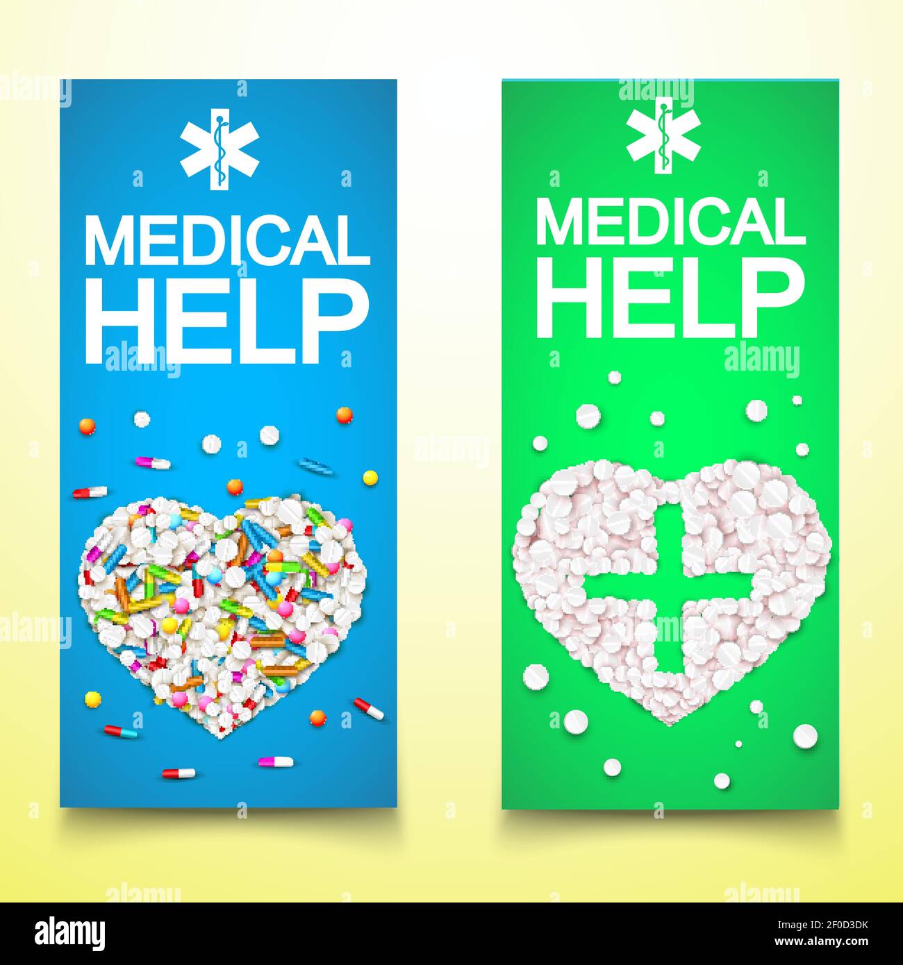Healthy medical vertical banners with drugs pills capsules in form of ...