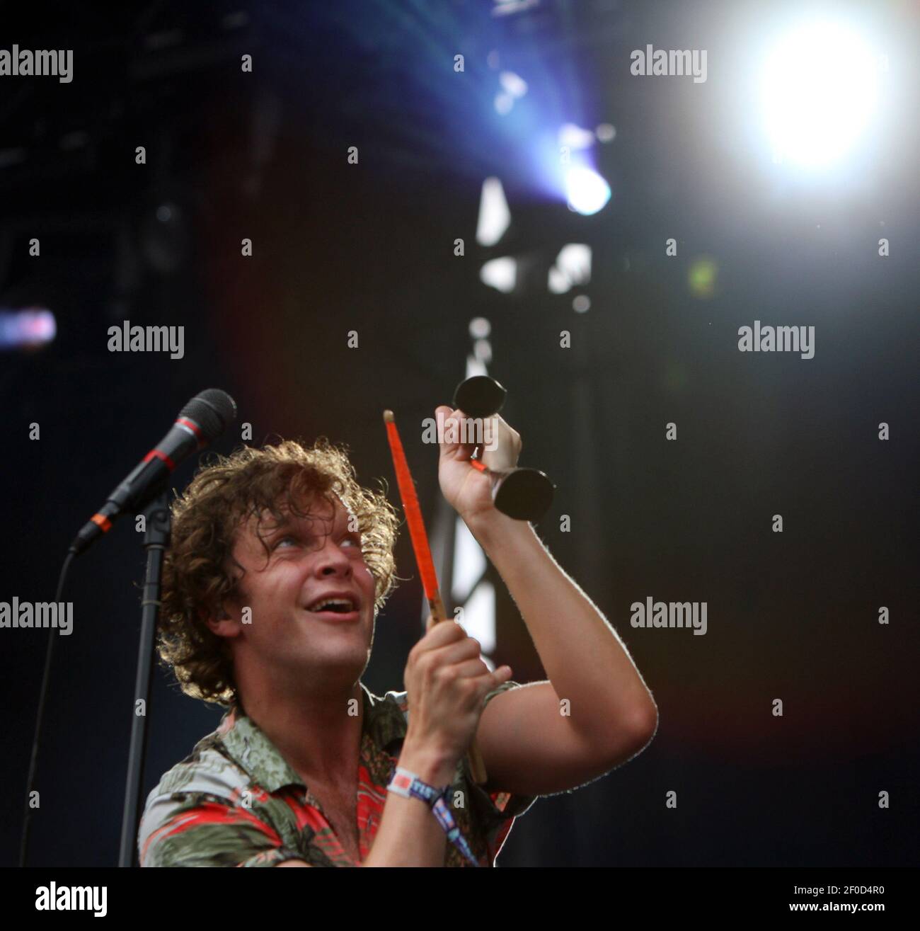 Friendly Fires lead singer Ed MacFarlane performs at Lollapalooza in ...
