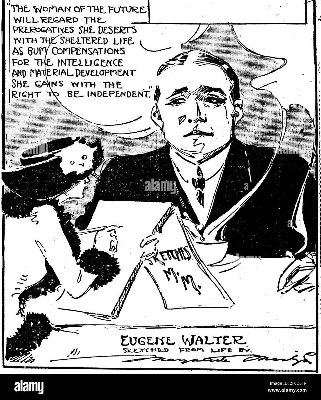 Playwright Eugene Walter Is Sketched by Marguerite Martyn, 1911 Stock ...