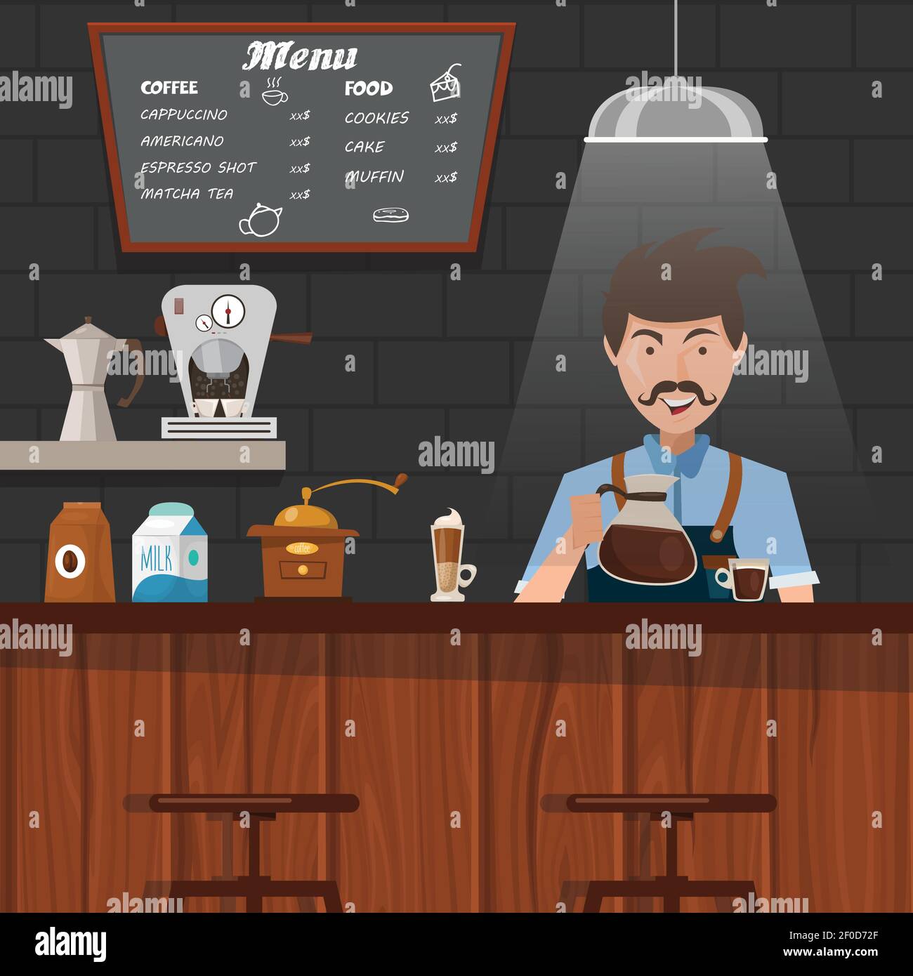 Behind counter in coffee shop Stock Vector Images - Alamy