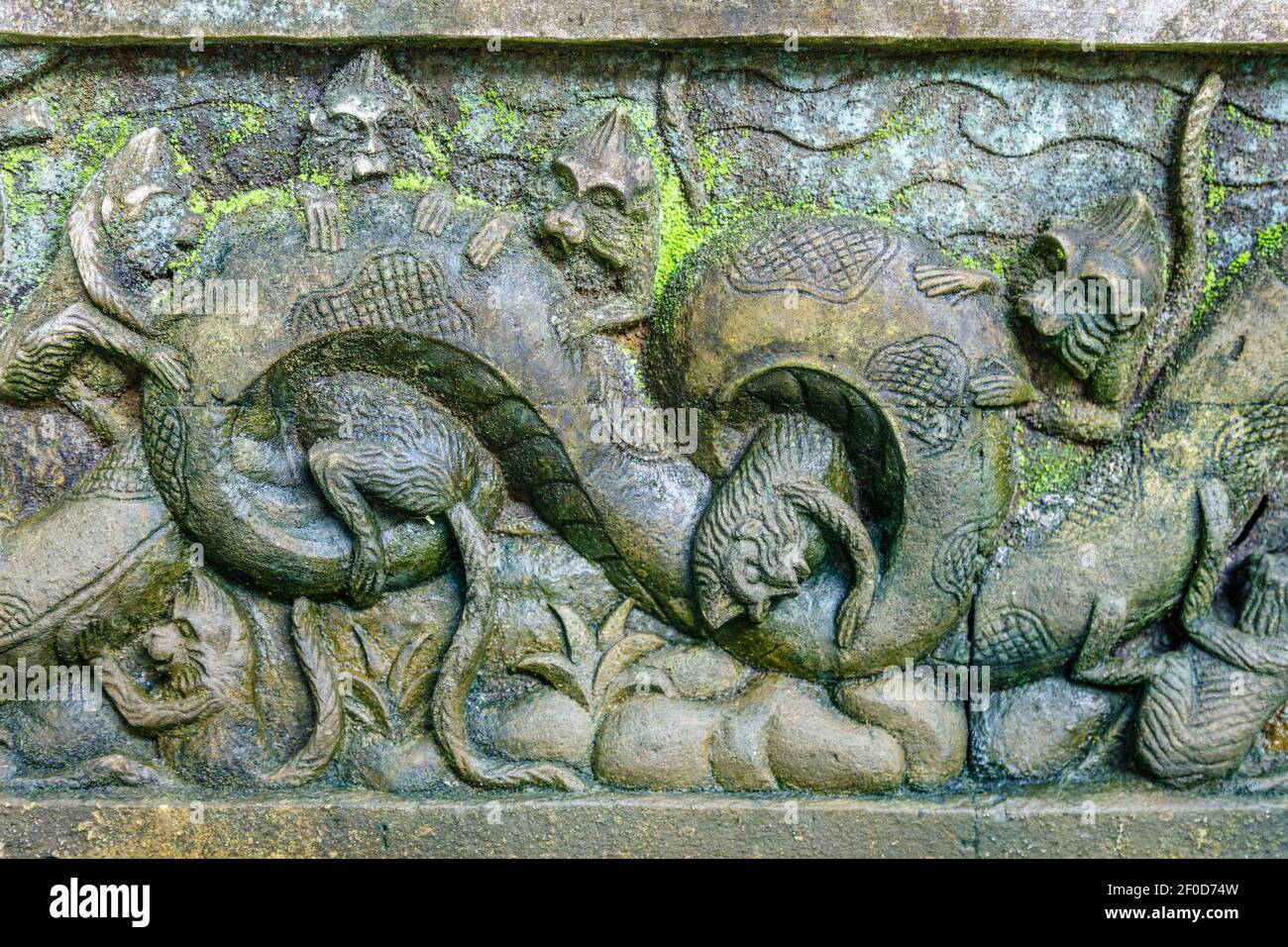 Stone carving at Mandala Suci Wenara Wana or Monkey Forest Ubud, Bali ...