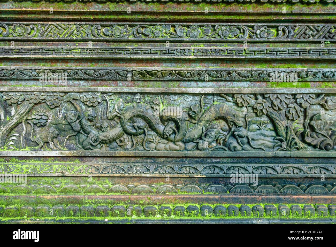 Stone carving at Mandala Suci Wenara Wana or Monkey Forest Ubud, Bali ...