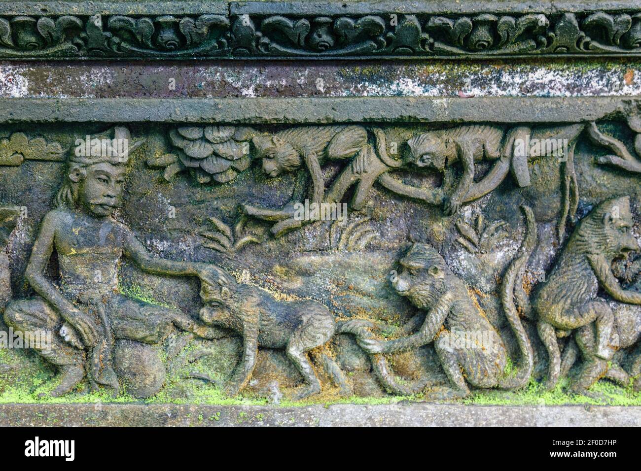 Stone carving at Mandala Suci Wenara Wana or Monkey Forest Ubud, Bali ...