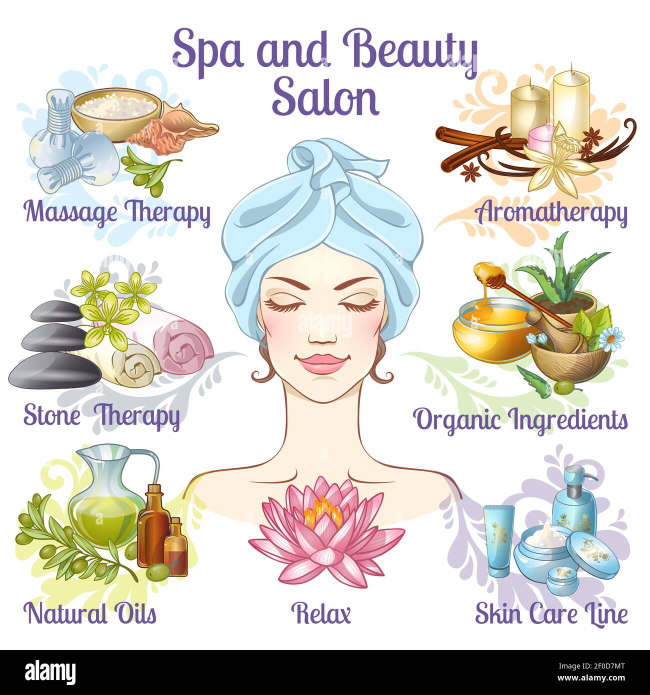 Spa Salon Composition With Massage Therapy Aromatherapy Relax Natural