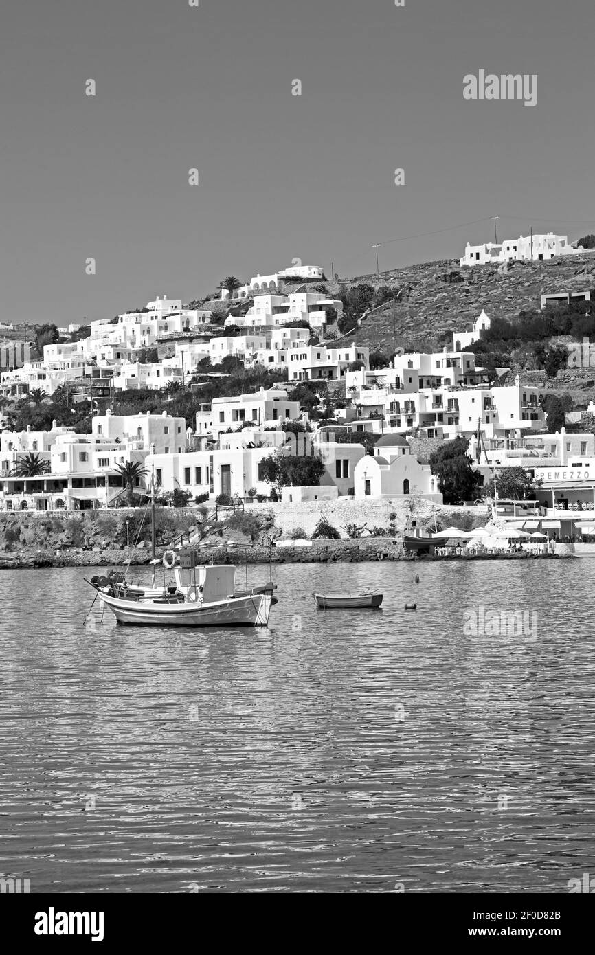 Old history in cyclades island harbor and boat santorini naksos europe ...