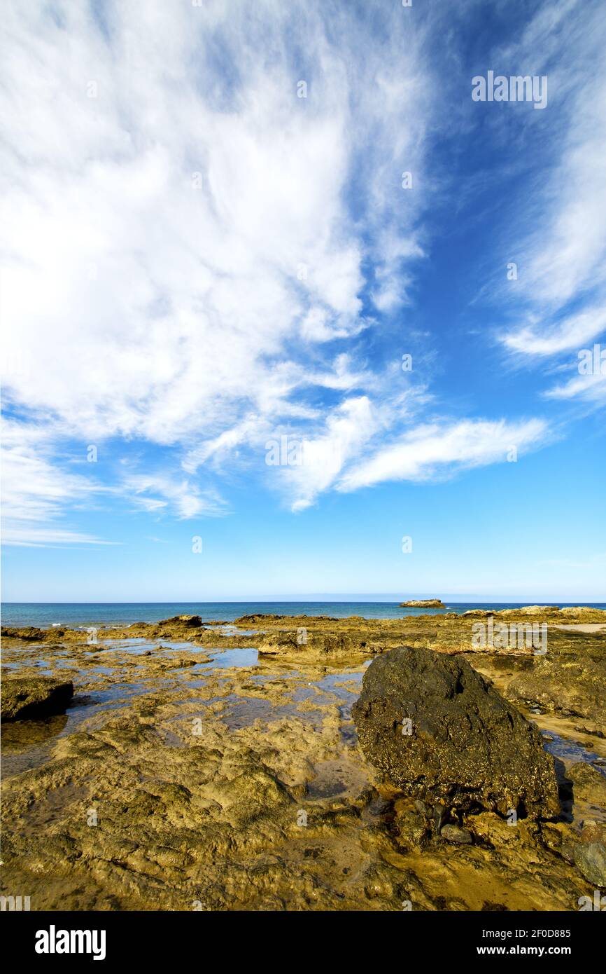 Cloudy light waterisle foam rock landscape sky Stock Photo - Alamy