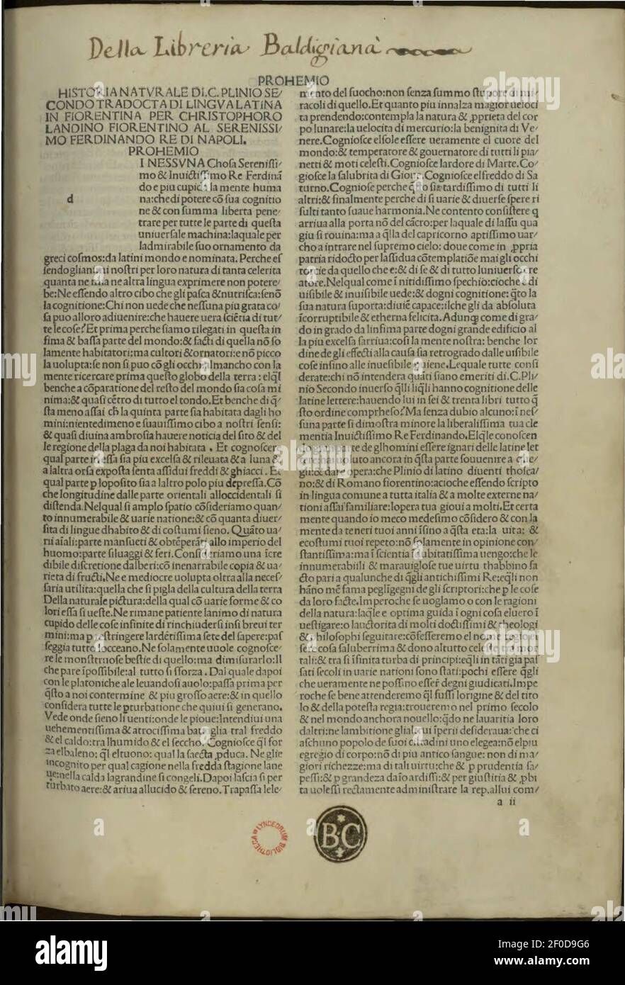 Plinius Secundus - Historia naturalis, nellanno della nativita del ...