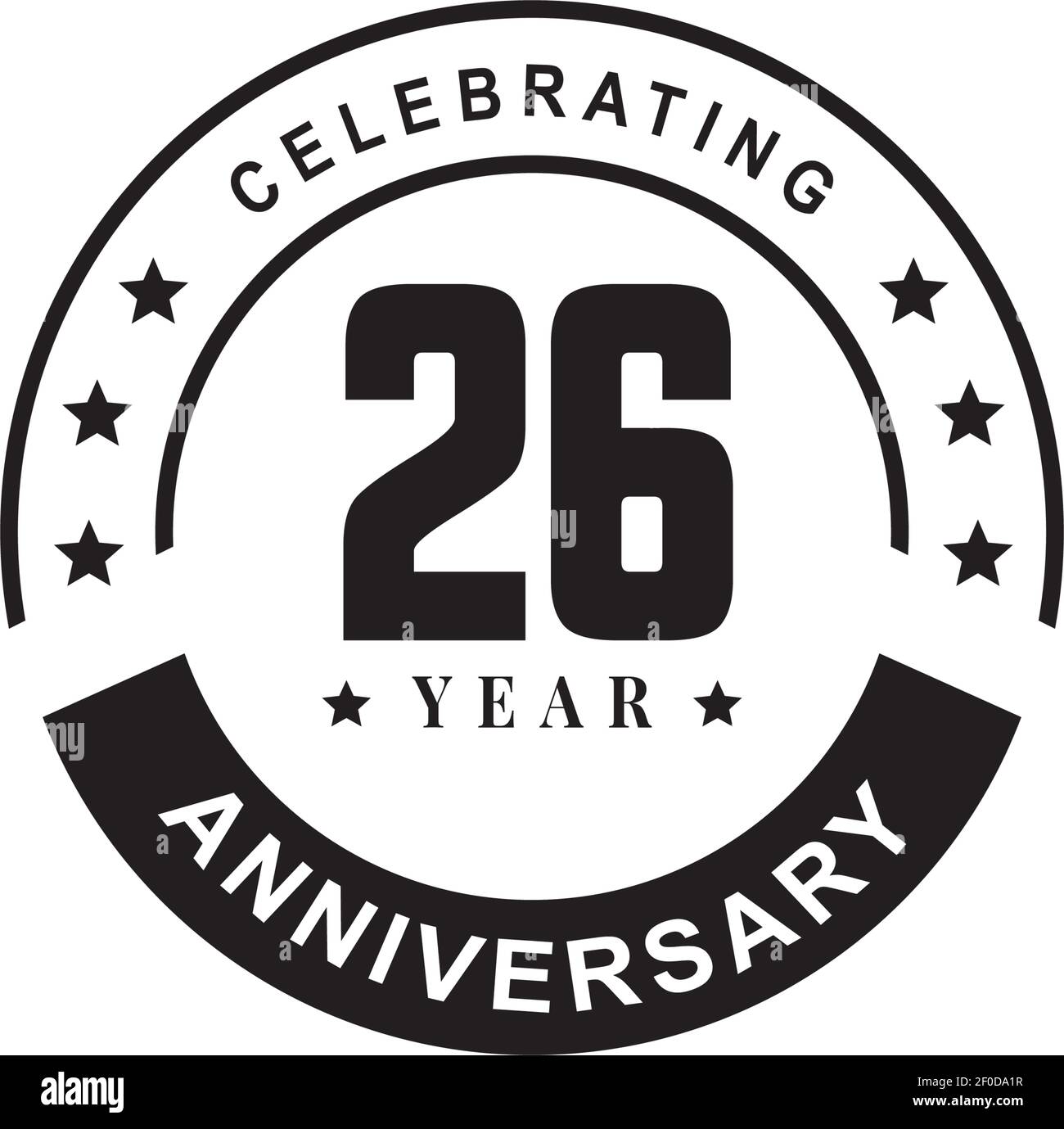 26th Year Celebrating Anniversary Logo Design Template Stock Vector 