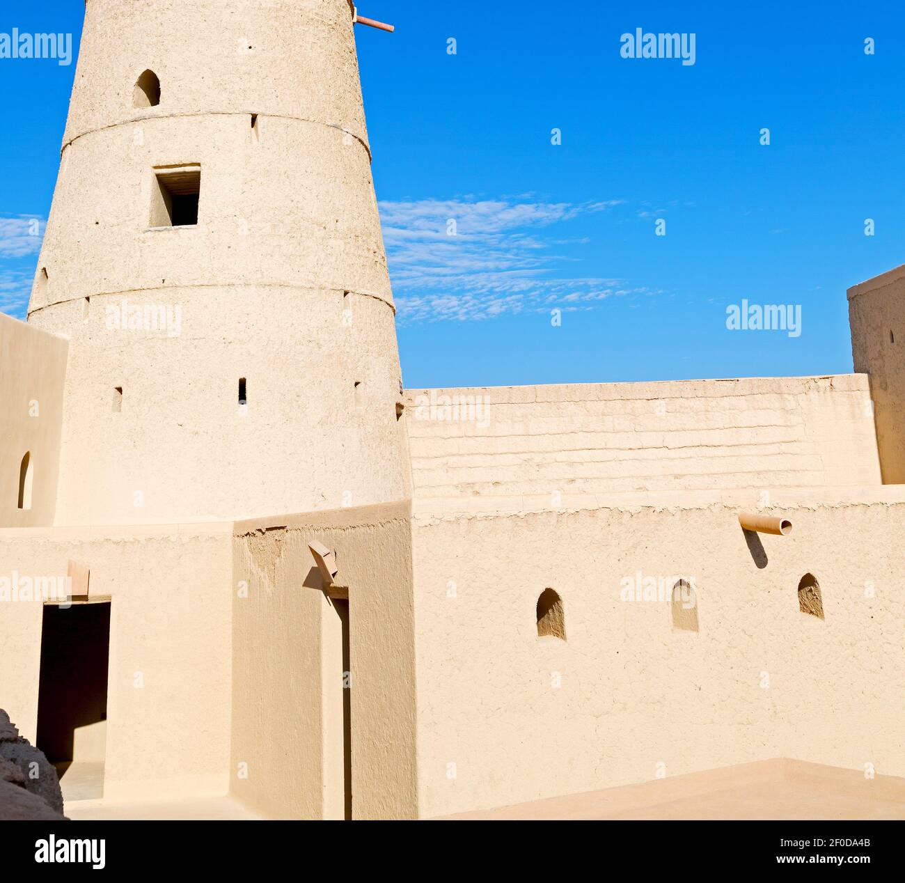 In oman muscat rock the old defensive fort battlesment sky and star ...