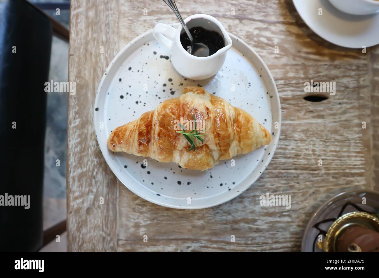 croissant , French croissant or French bread and dip or syrup Stock ...