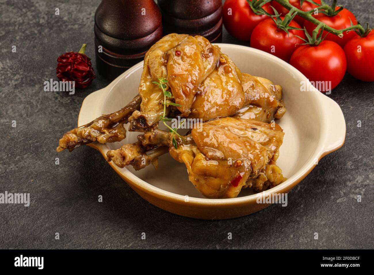 Rabbit stew in sweet and spicy sauce Stock Photo - Alamy