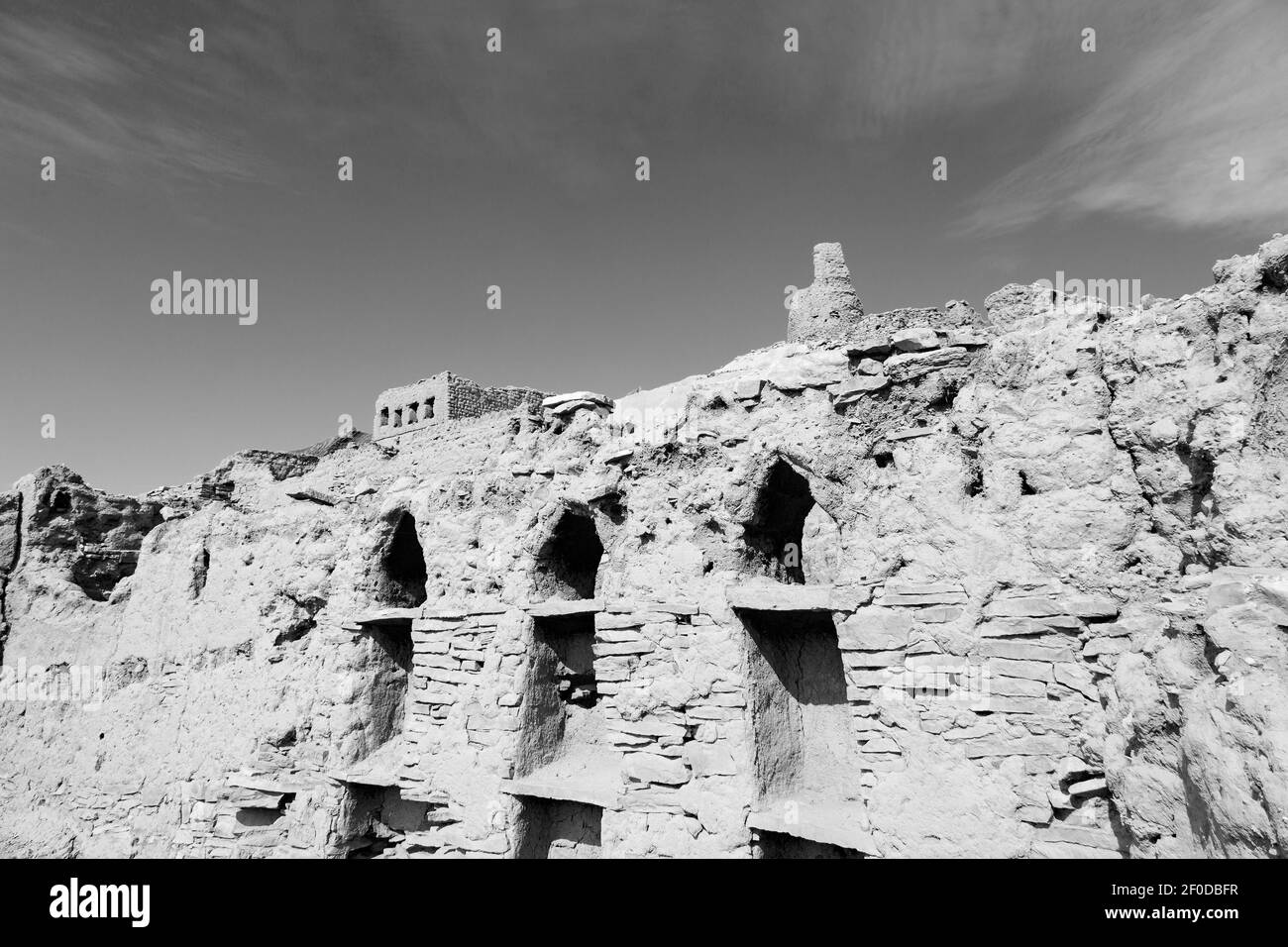 In oman the old abandoned village arch house and cloudy sky Stock Photo ...