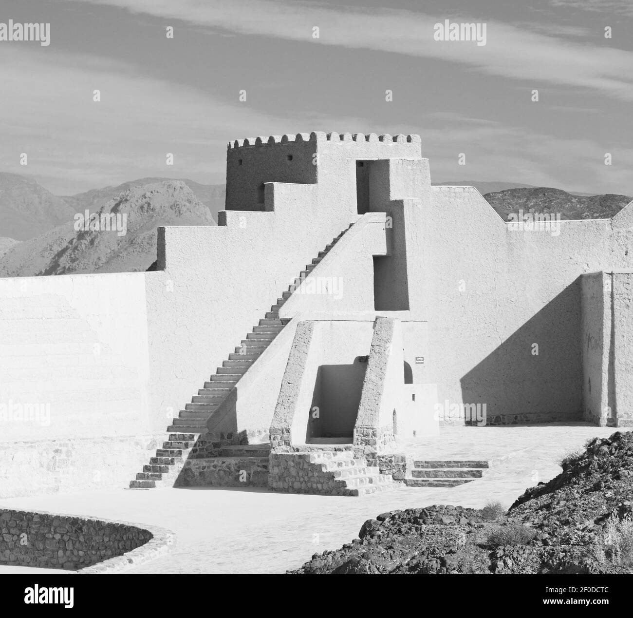 In oman muscat the old defensive fort battlesment sky and star brick ...