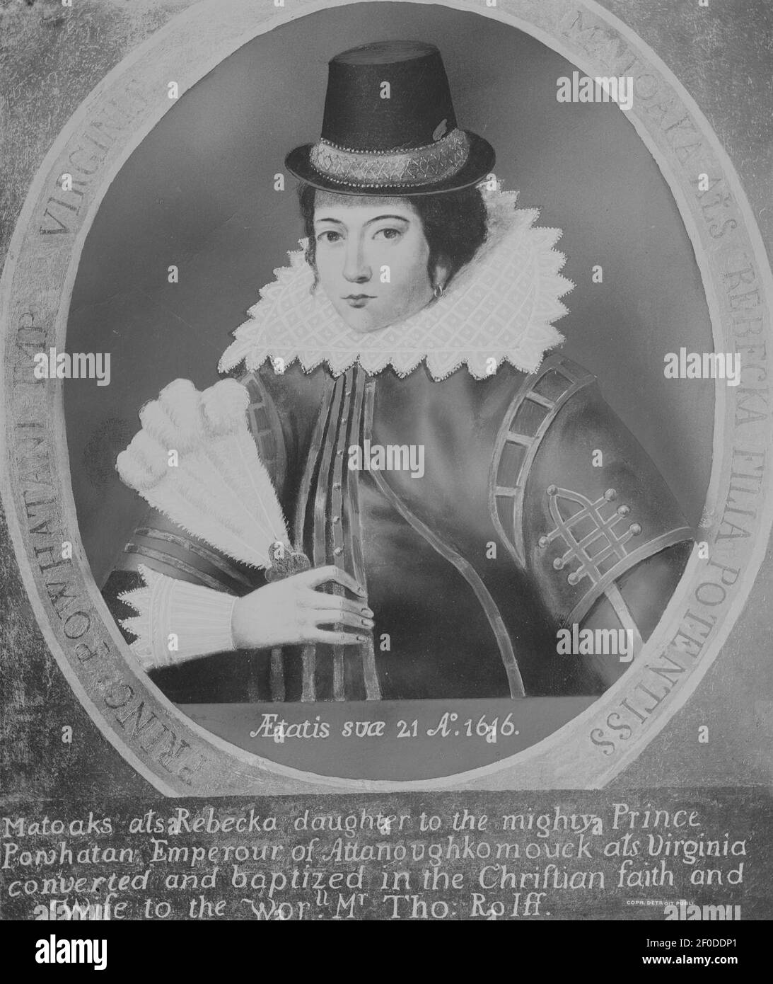 Pocahontas copy of William Sheppard painting 1616 Stock Photo - Alamy