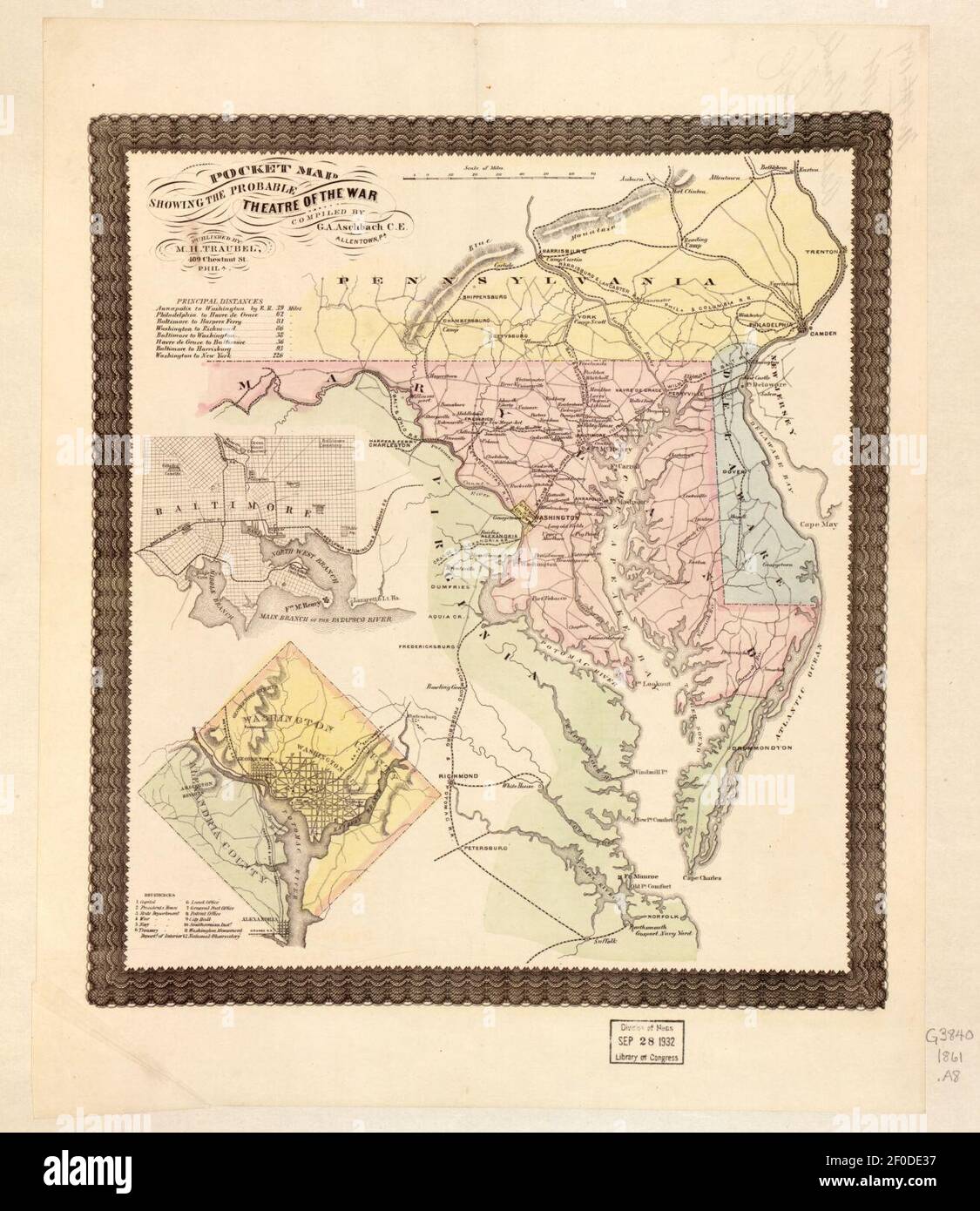 Pocket map showing the probable theatre of the war Stock Photo - Alamy