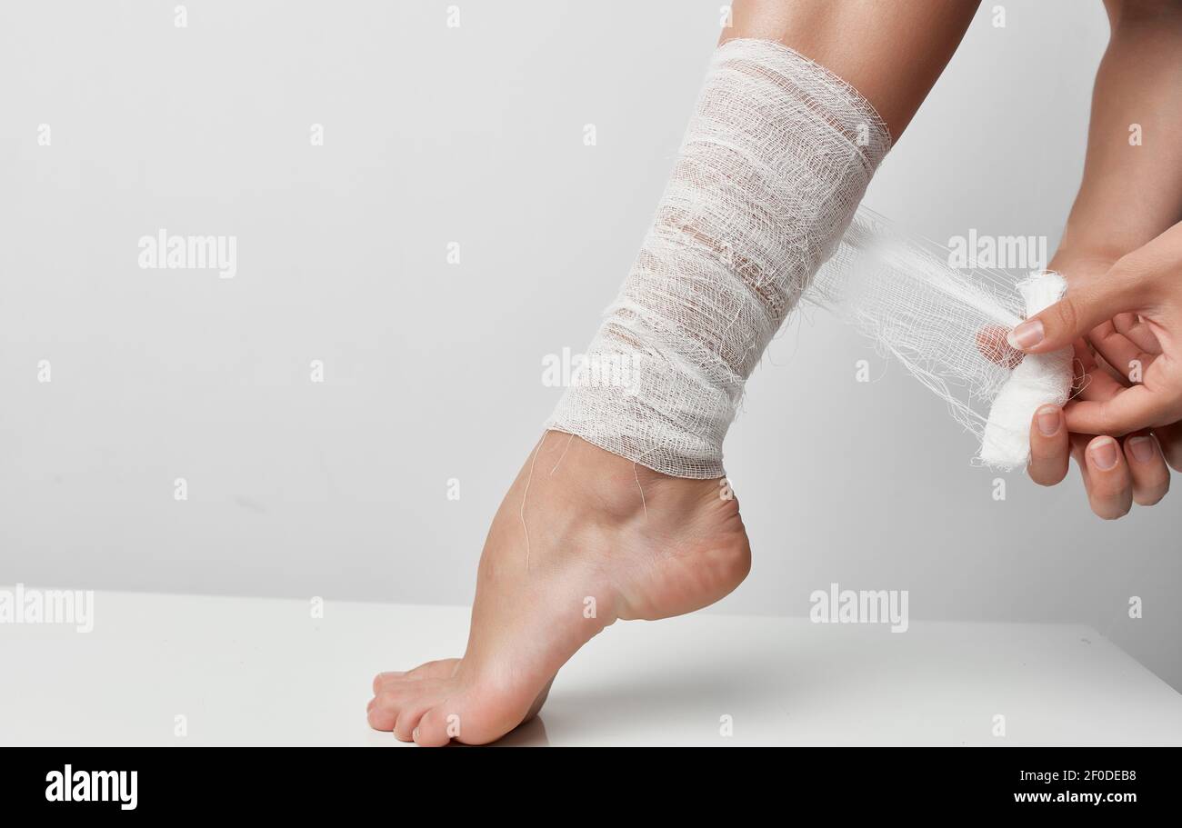 trauma bandaged feet health problems medicine treatment Stock Photo - Alamy