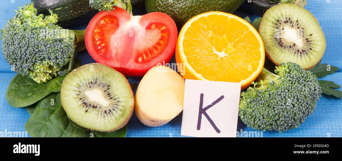 Natural ingredients or products as source potassium, vitamin K ...