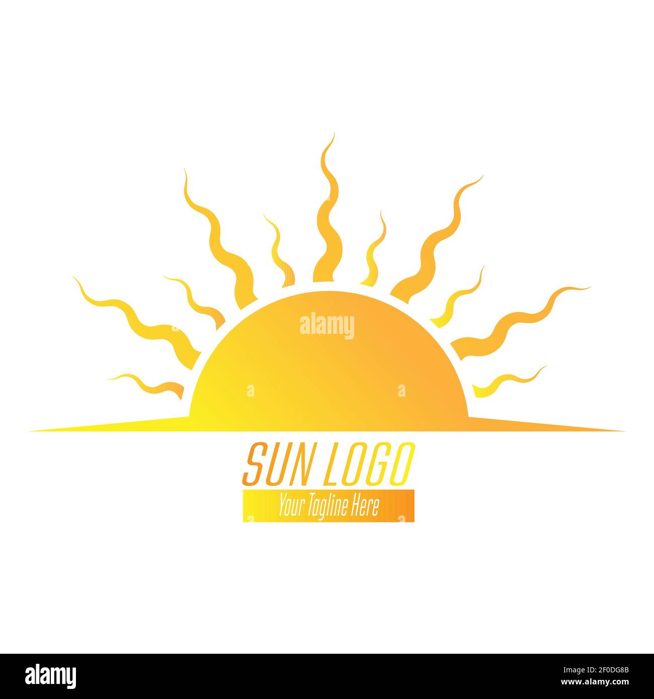 Sun logo. Sunrise or sunset. Vector illustration, flat design Stock ...