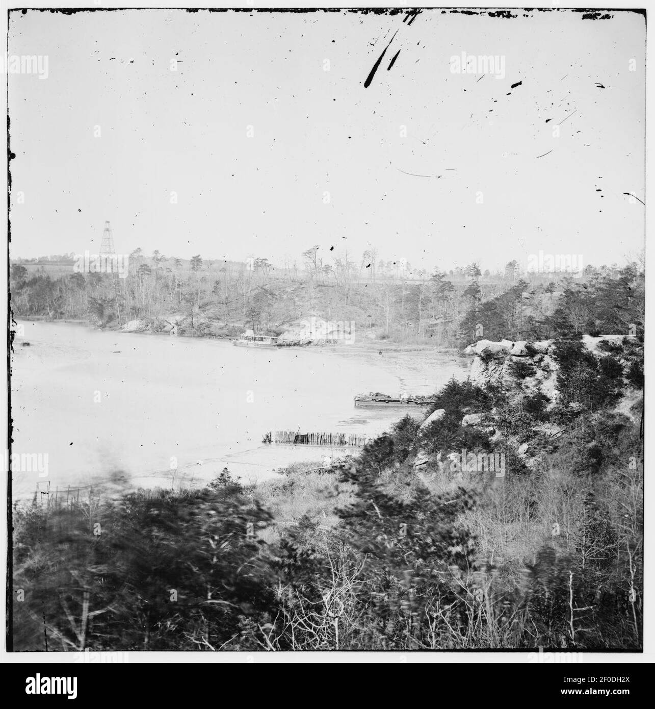 Point of Rocks, Virginia (vicinity).) View along river. Butler's signal ...