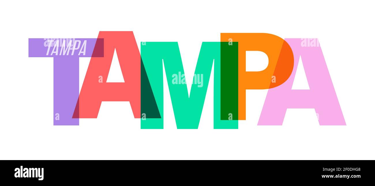 TAMPA. The name of the city on a white background. Vector design ...