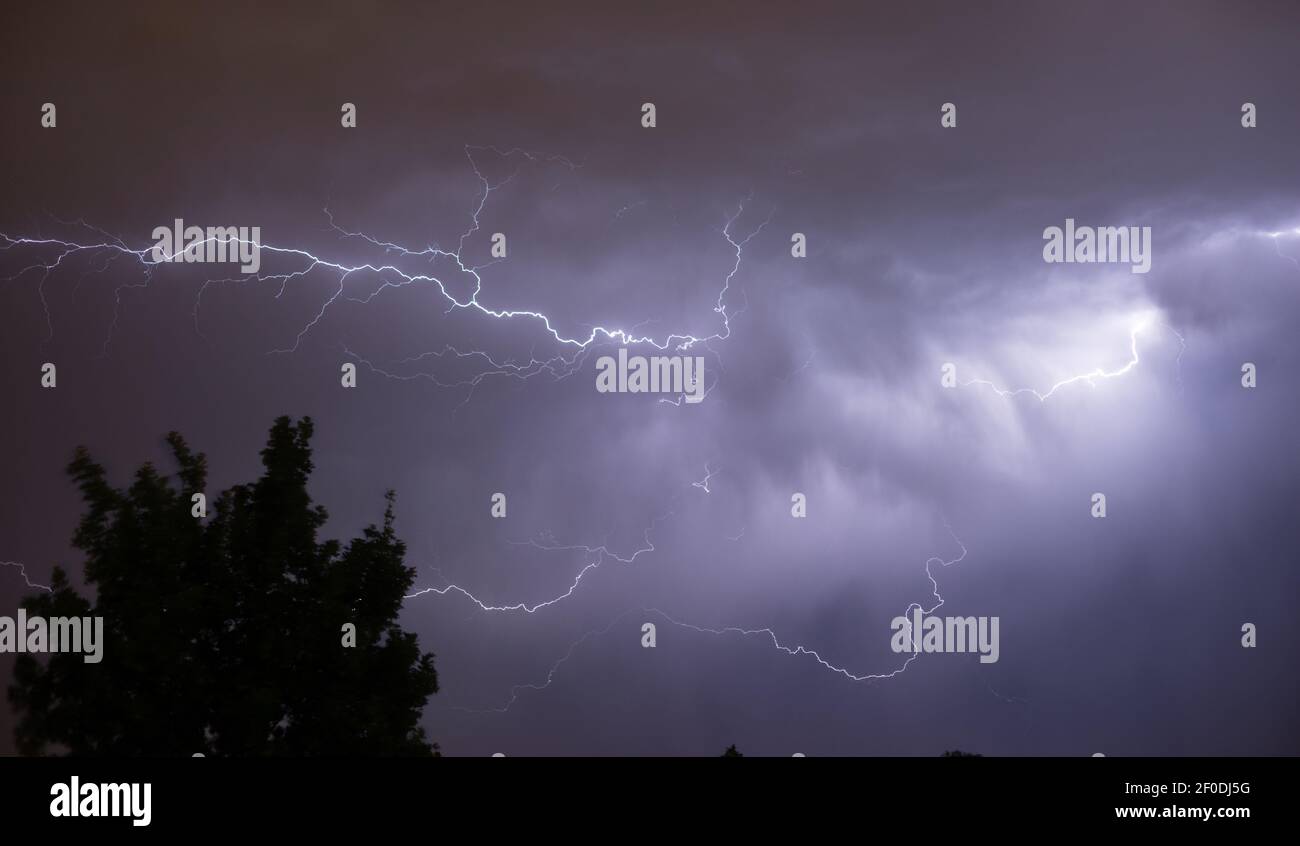 Powerful Thunderstorm Electrical Storm Lightning Strike Energy Release ...