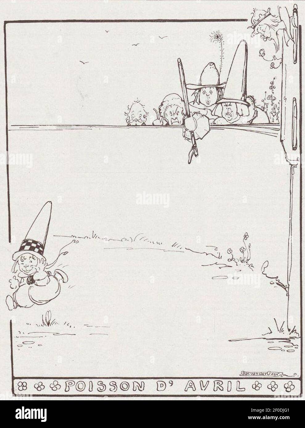 Poisson d'Avril - maandplaat van Bas van der Veer in De Kroniek (1917 ...