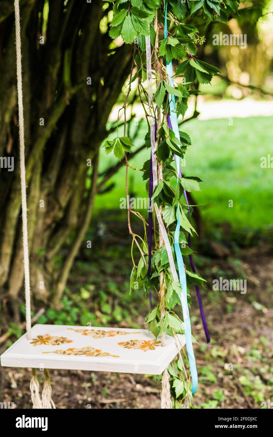 Rope swing hanging from tree hi-res stock photography and images - Alamy