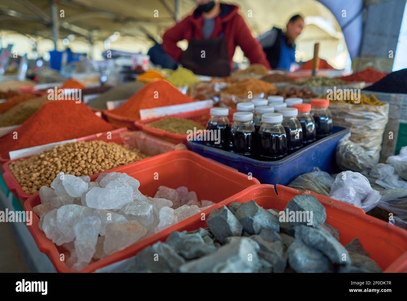 various spices on the counter of the oriental bazaar Stock Photo - Alamy