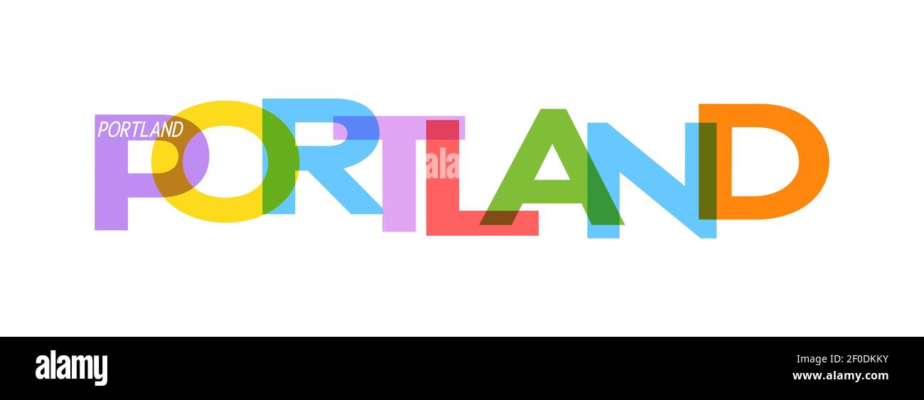 PORTLAND. Lettering on a white background. Vector design template for ...