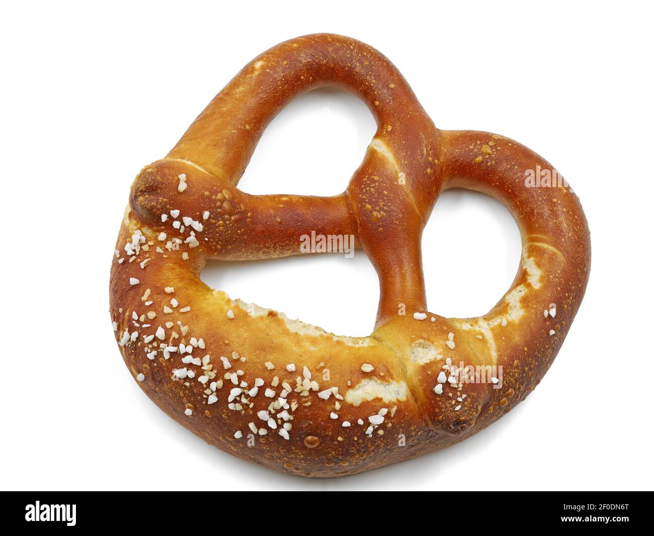 freshly baked pretzel isolated on white background, top view Stock ...