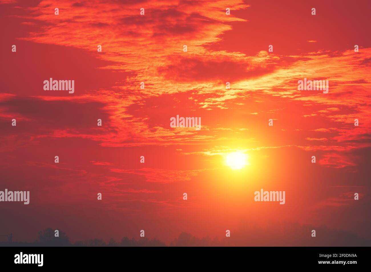 Red cloudy sky at blazing sunset. Sky texture. Abstract nature ...